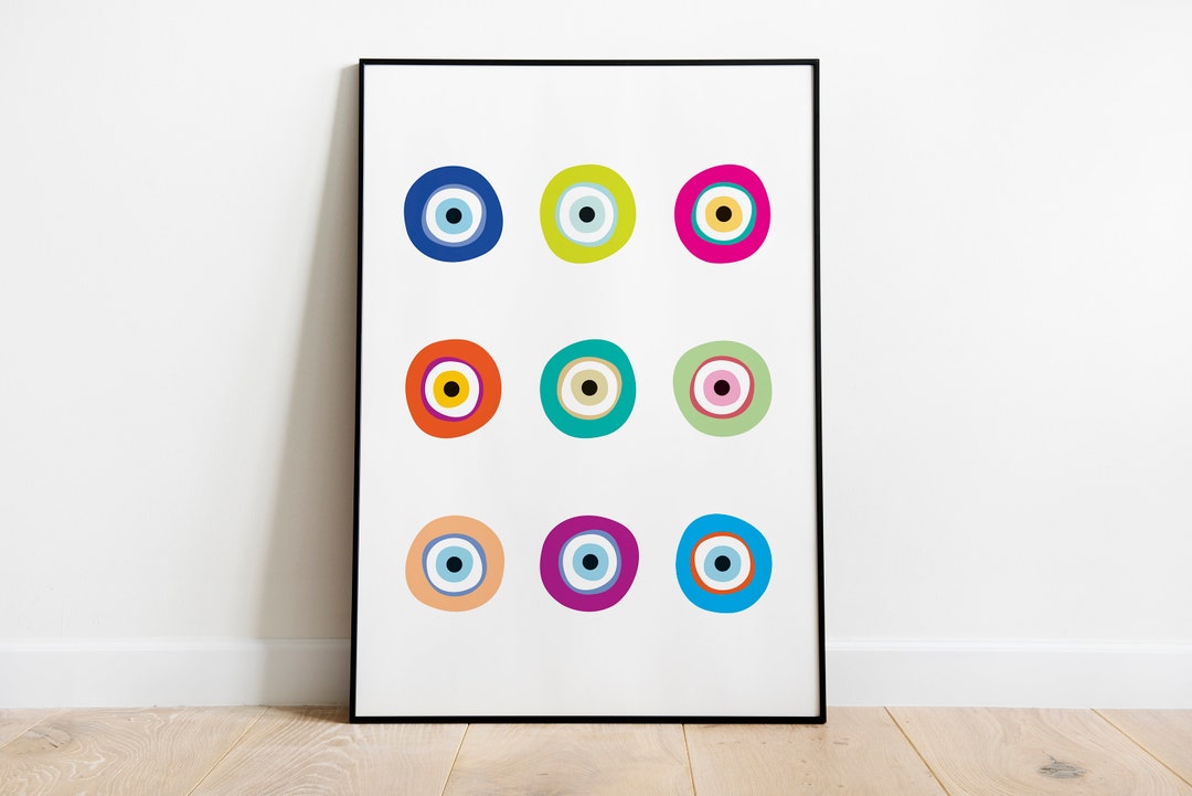 Evil Eye Print, Evil Eye Colorful Print, Boho Print, Wall Decor, Wall ...