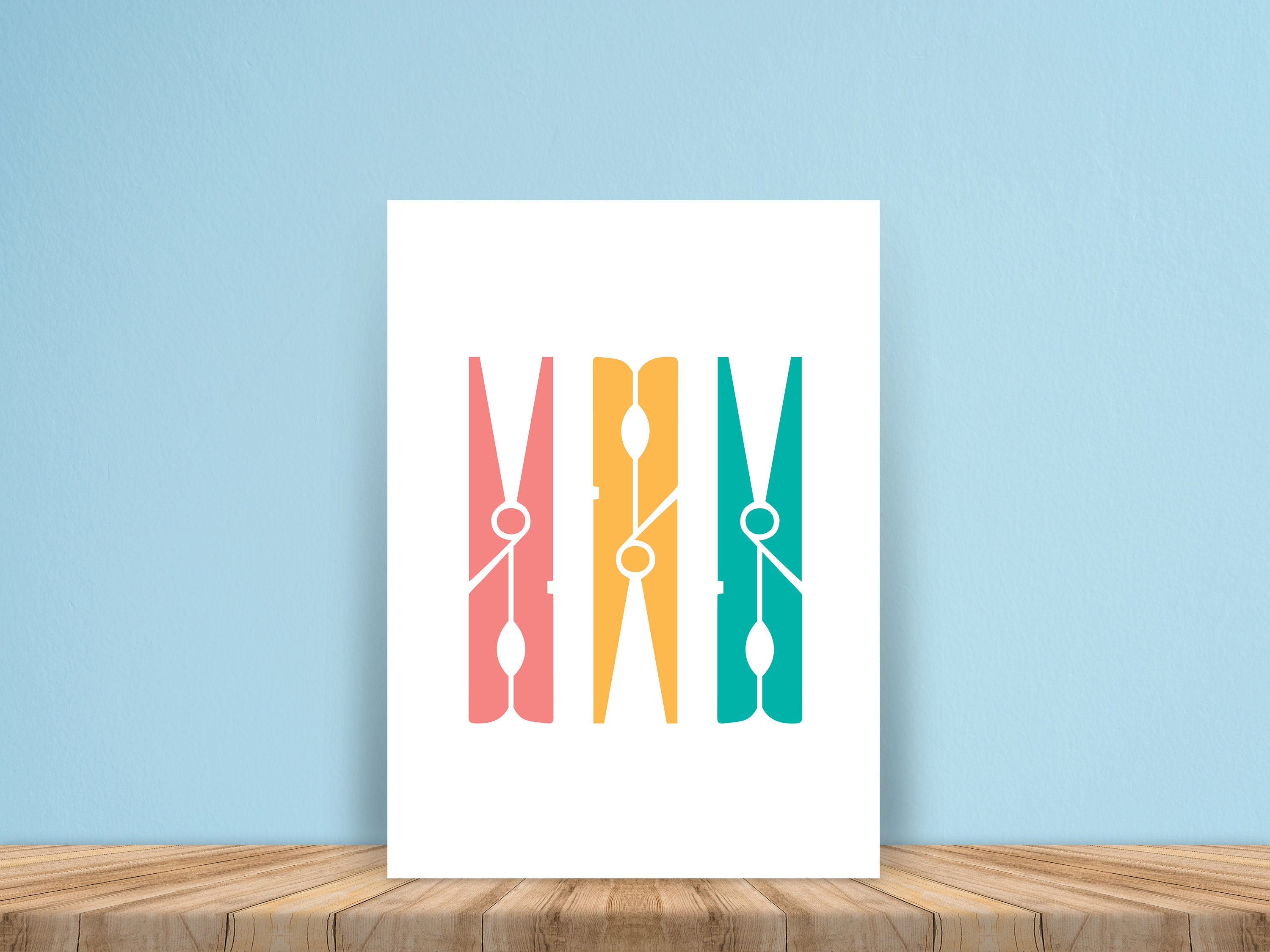 Colorful Clothespins Laundry Room Art Print (digital Download) - Etsy