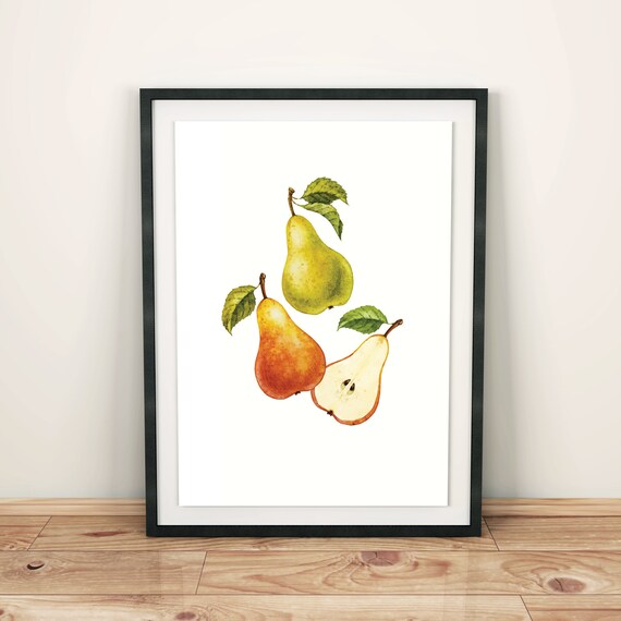 Pear Print Pear Decor Print Pear Wall Art Pear Watercolor | Etsy