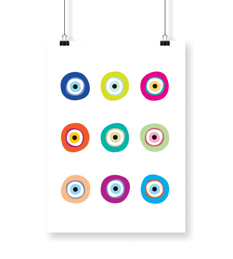 Evil Eye Print Evil Eye Colorful Print Boho Print Wall - Etsy