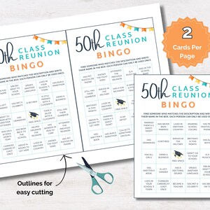 Printable 50th Class Reunion Bingo Game, Class of 1975 1976 1977 Party ...