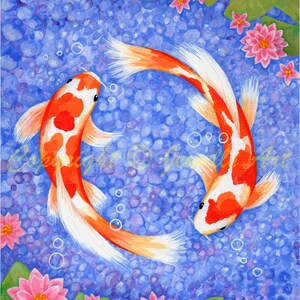 Feng Shui Art 'koi for Love' Print, From My Original Acrylic Painting ...