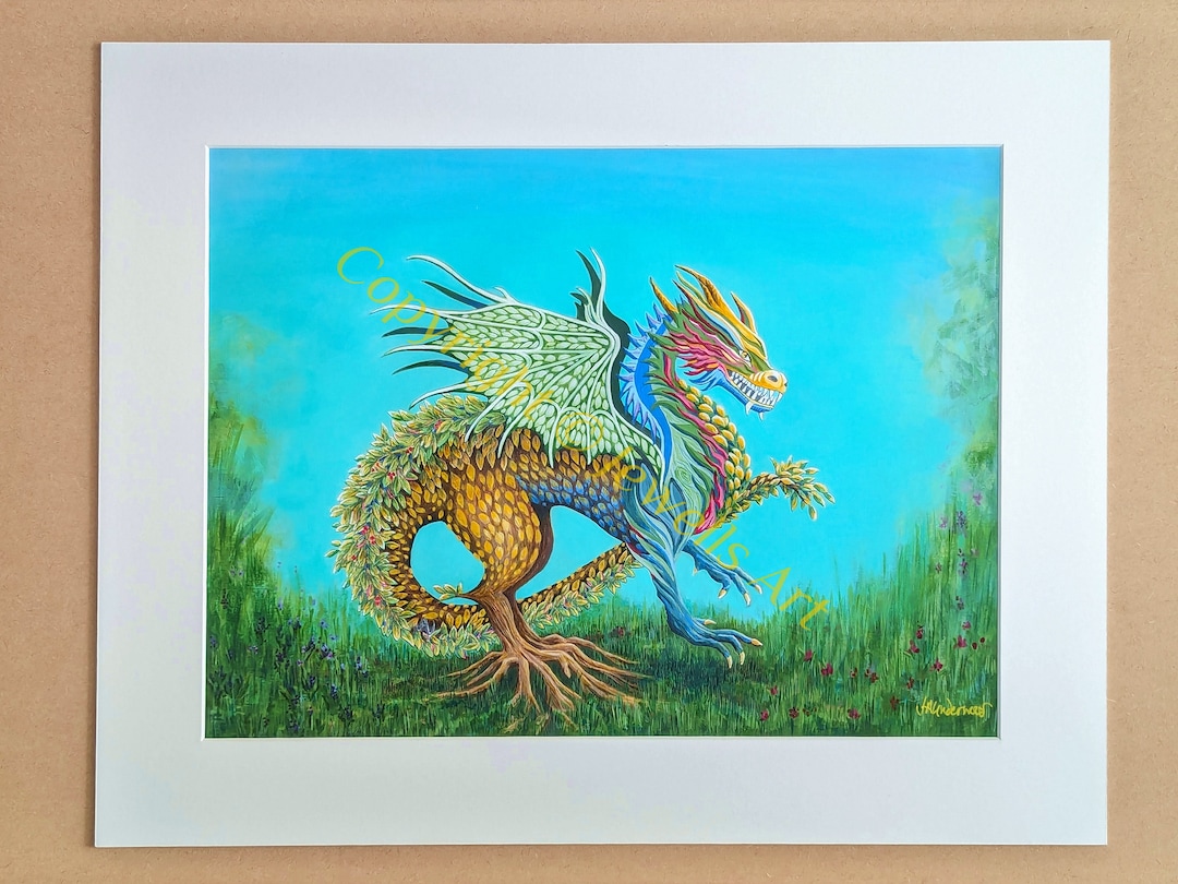 Chinese Wood Dragon Original Painting, Lunar Year of the Wood Dragon ...