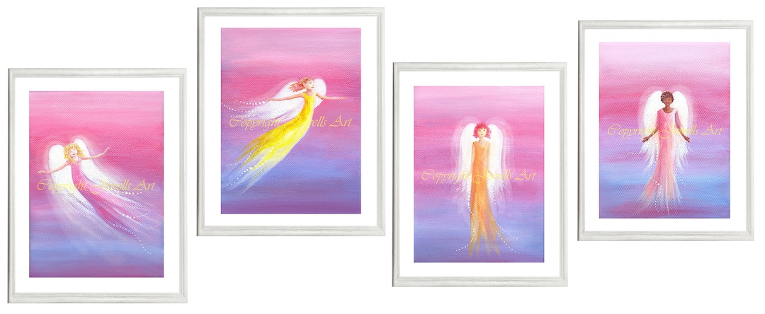 Angels Rising Series of 4 Angel Art Giclee Prints, Spiritual Art, Feng ...