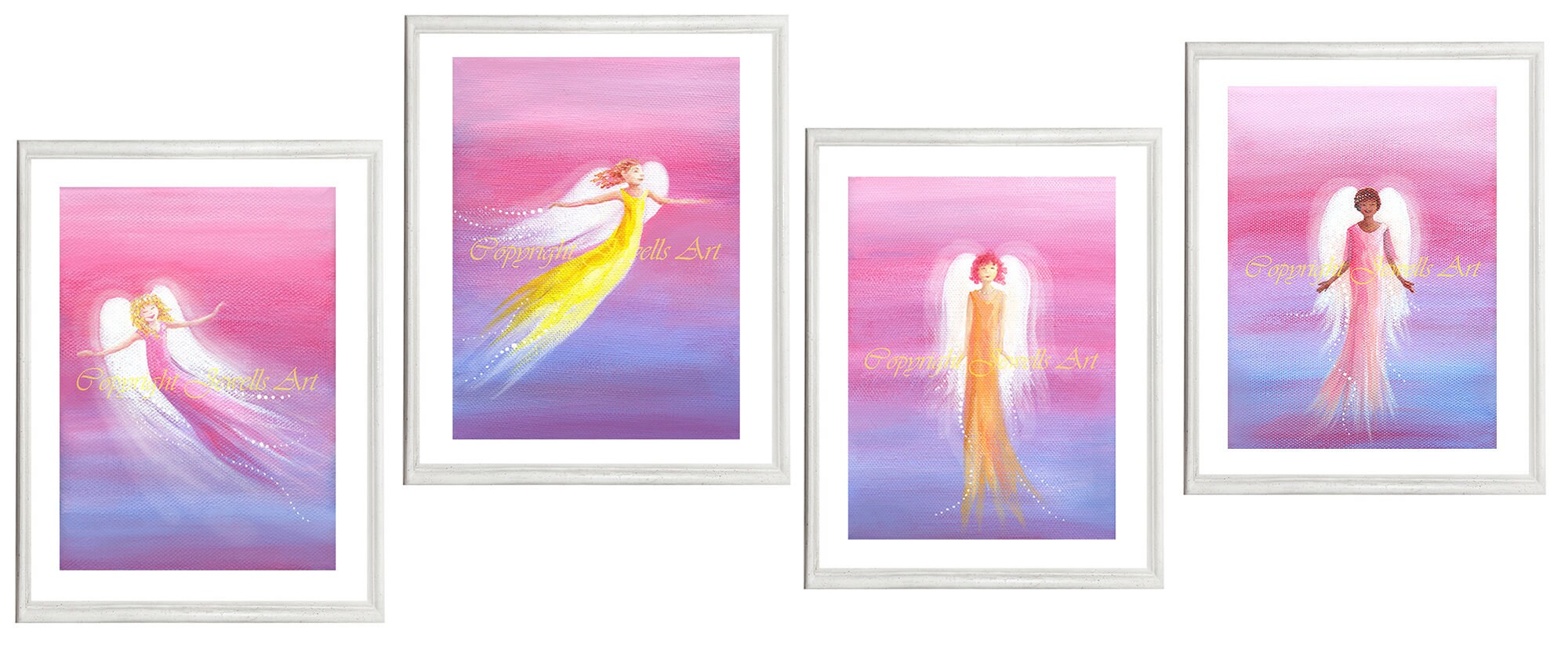 Angels Rising Series of 4 Angel Art Giclee Prints, Spiritual Art, Feng ...