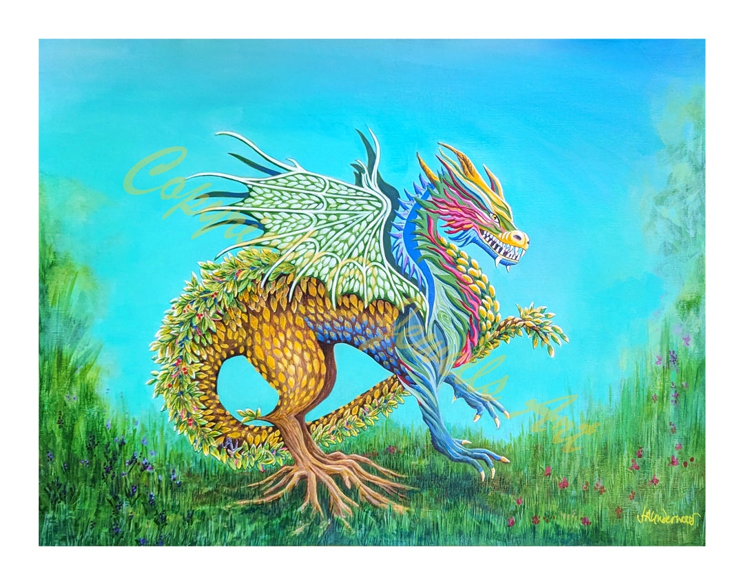 Feng Shui Art Wood Dragon Giclee Print From My Original Painting, Lunar ...