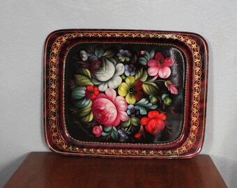 Floral metal tray | Etsy