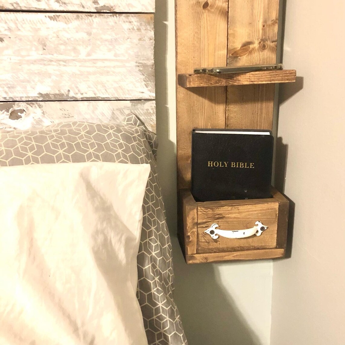 Small Space Nightstand Phone Shelf Book Holder - Etsy