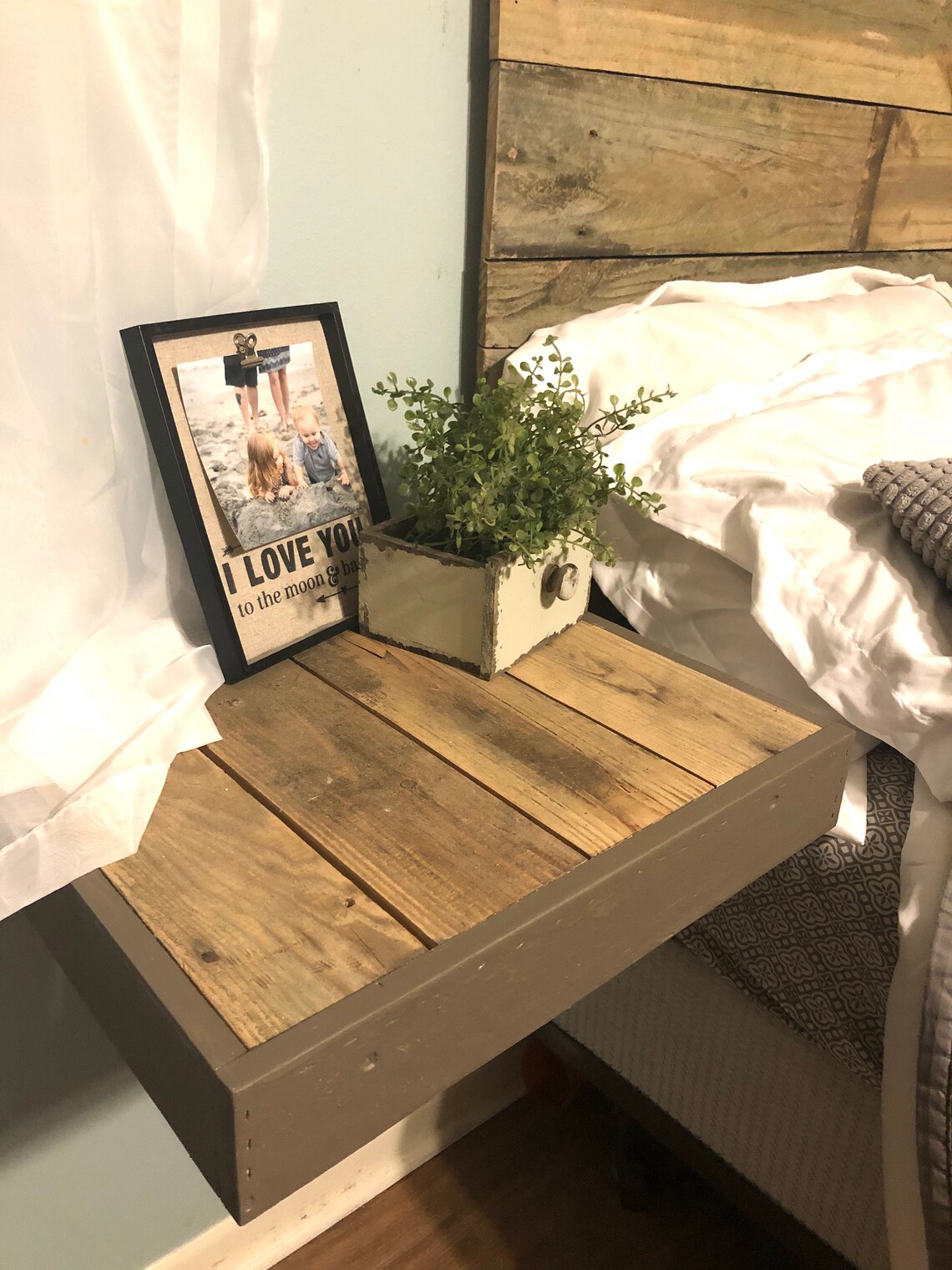 Grey Floating Farmhouse Nightstand - Etsy