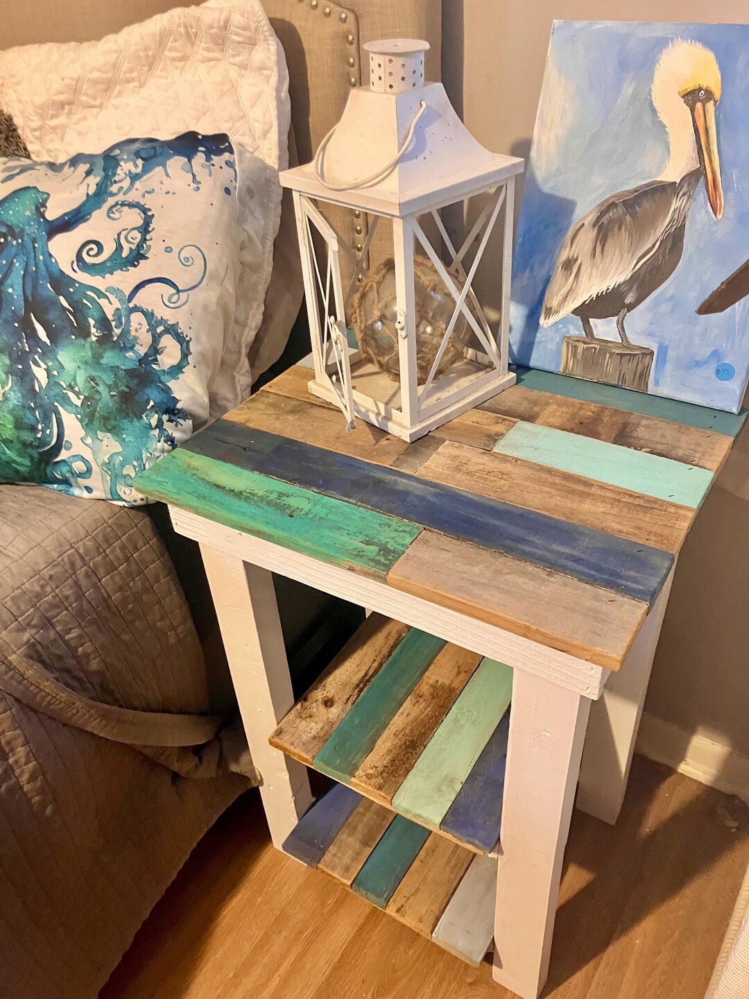 Hand Painted Three Shelved Beautiful Farmhouse Coastal Nightstand ...