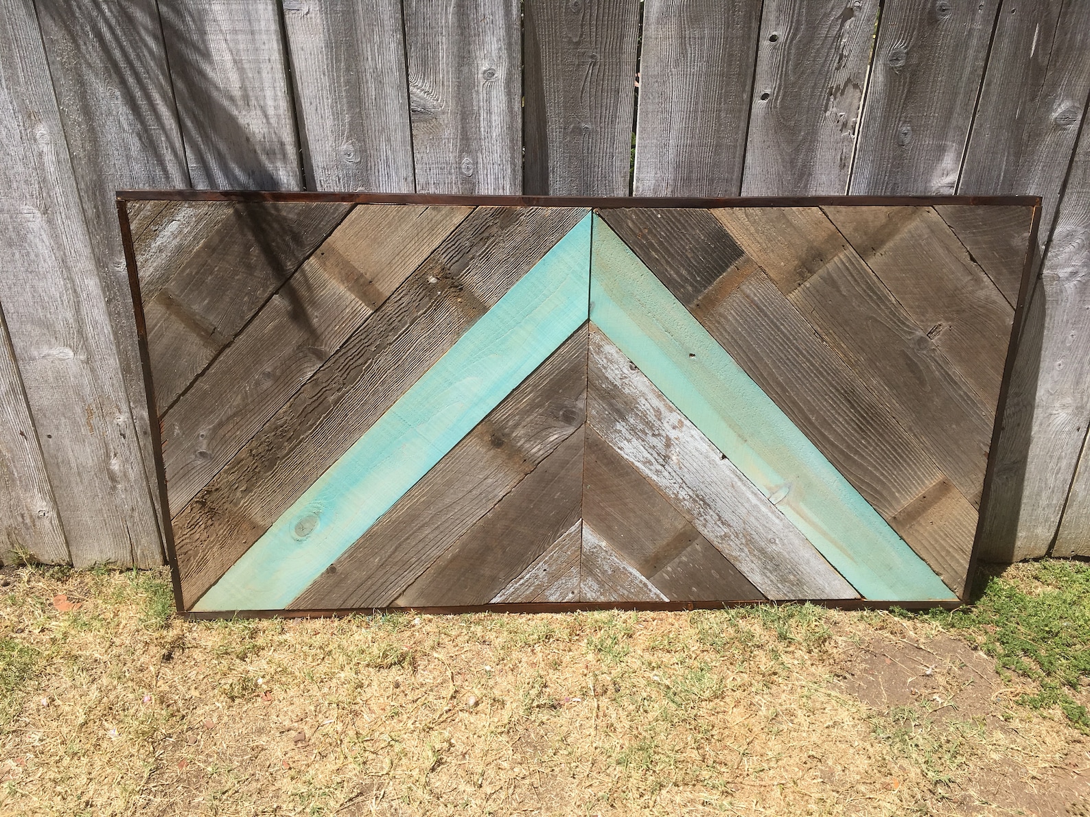 Turquoise and Grey Chevron Headboard - Etsy