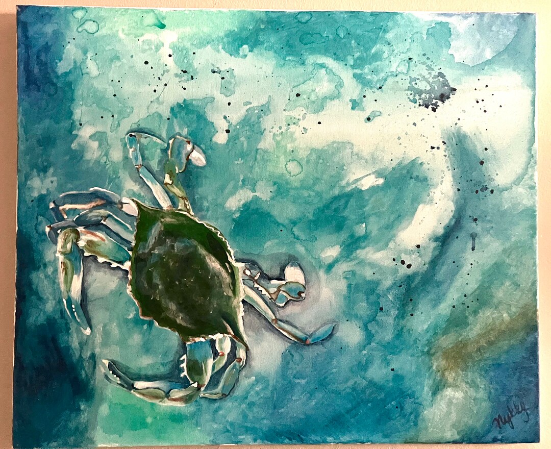 Original Beach House Art Crab Handpainted Acrylic Wall Hanging on ...