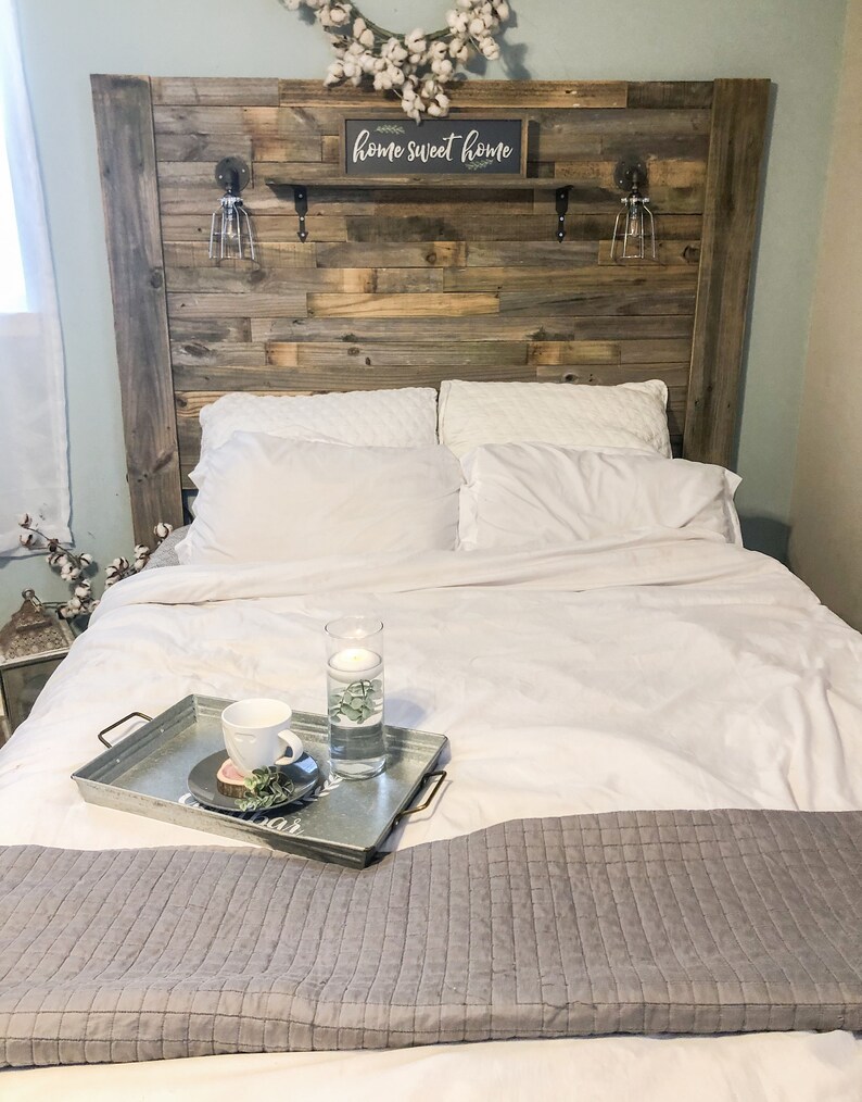 Reclaimed Natural Distressed Wood Headboard | Etsy