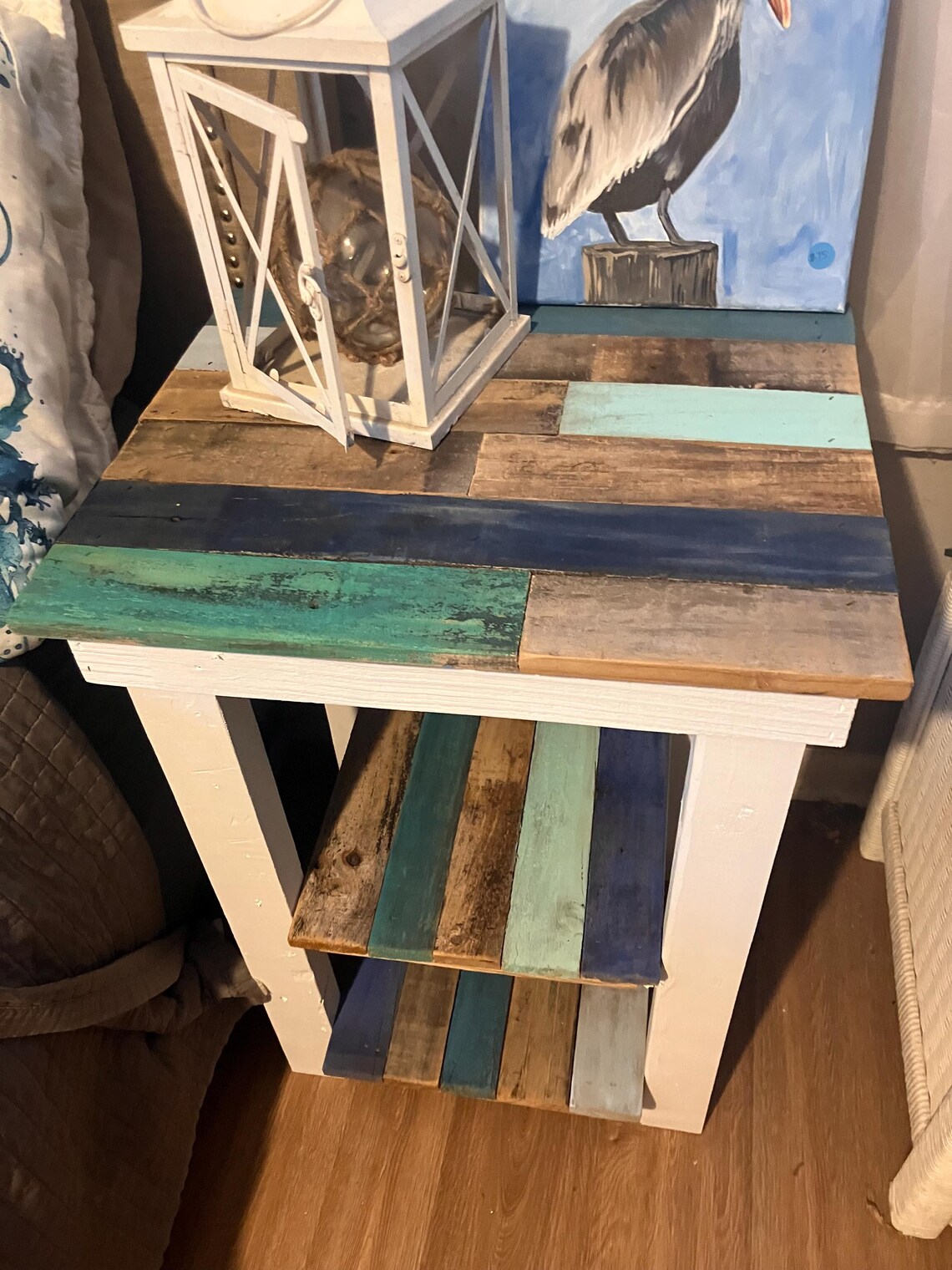 Hand Painted Three Shelved Beautiful Farmhouse Coastal Nightstand ...
