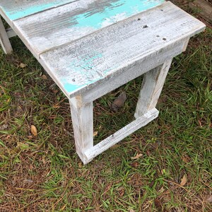 Beautiful Coastal Reclaimed Wood Hand Painted Bench With Turquoise and ...