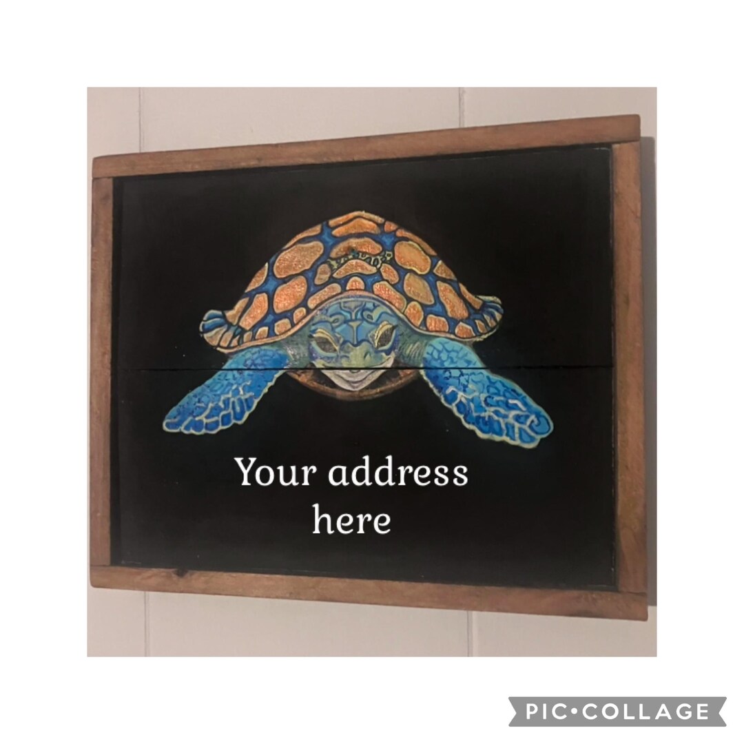 Hand Painted Sea Turtle Address Sign Custom Made Home Decor - Etsy