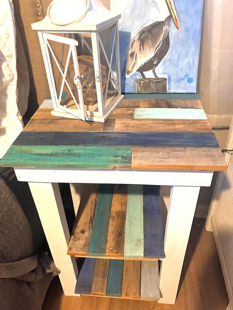 Hand Painted Three Shelved Beautiful Farmhouse Coastal Nightstand ...
