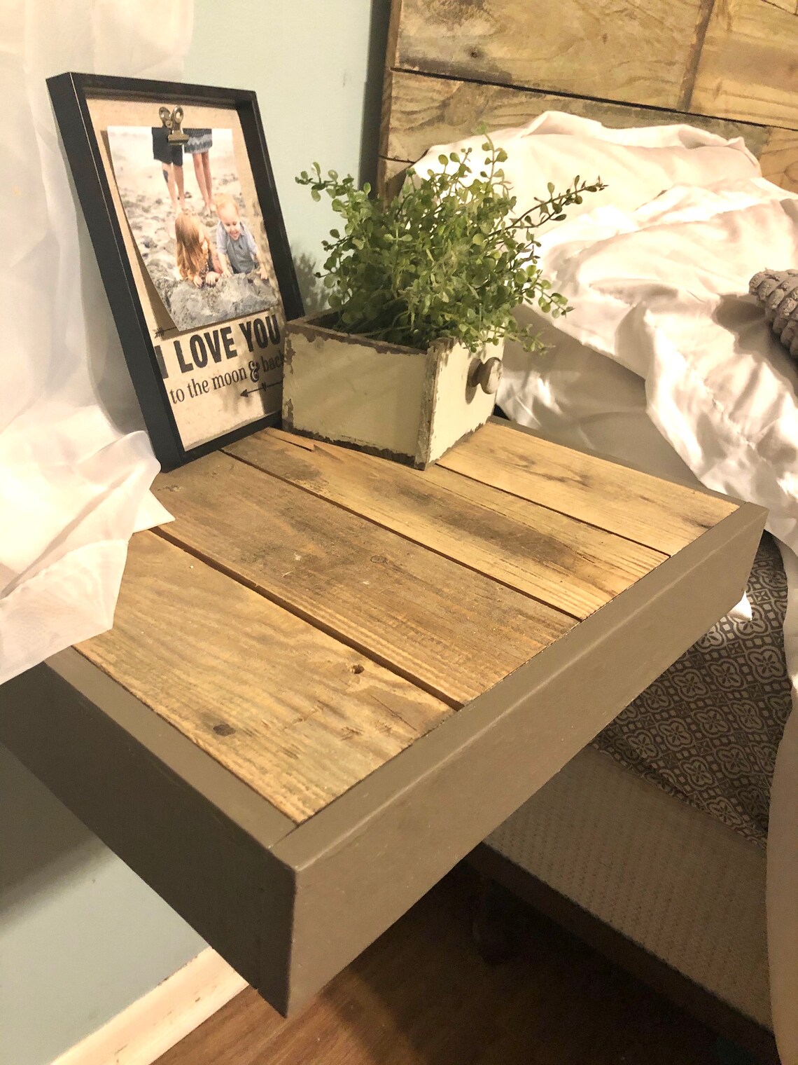 Grey Floating Farmhouse Nightstand - Etsy