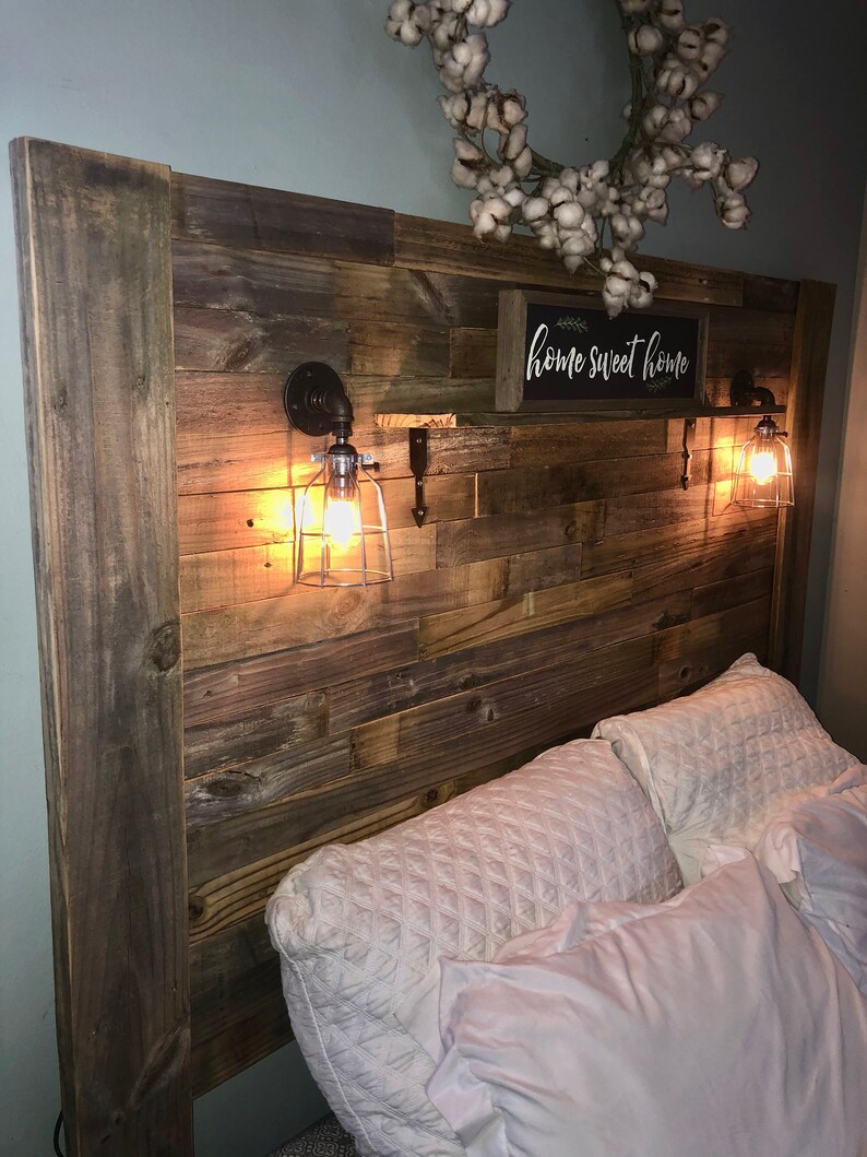 Reclaimed Natural Distressed Wood Headboard | Etsy