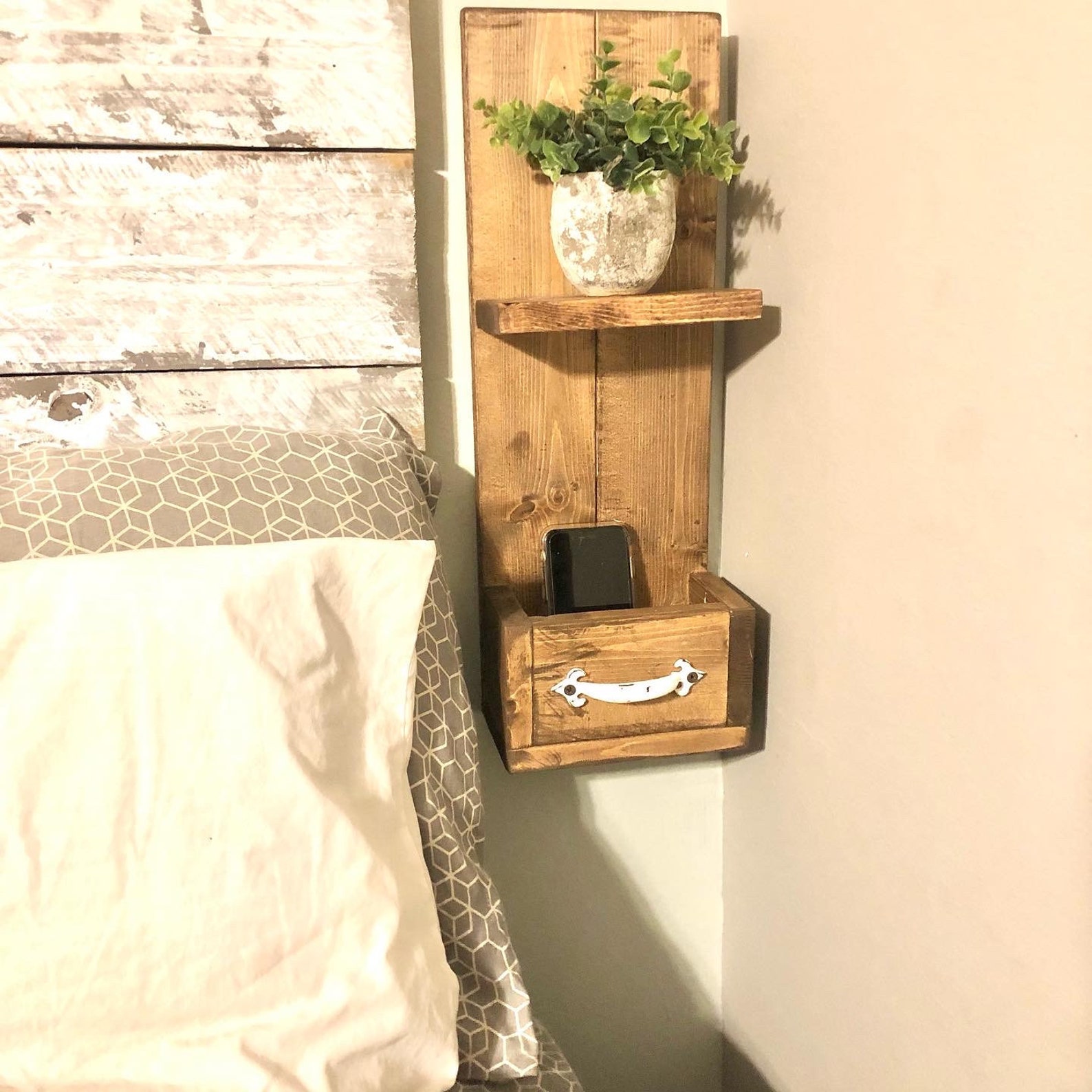 Small Space Nightstand Phone Shelf Book Holder - Etsy