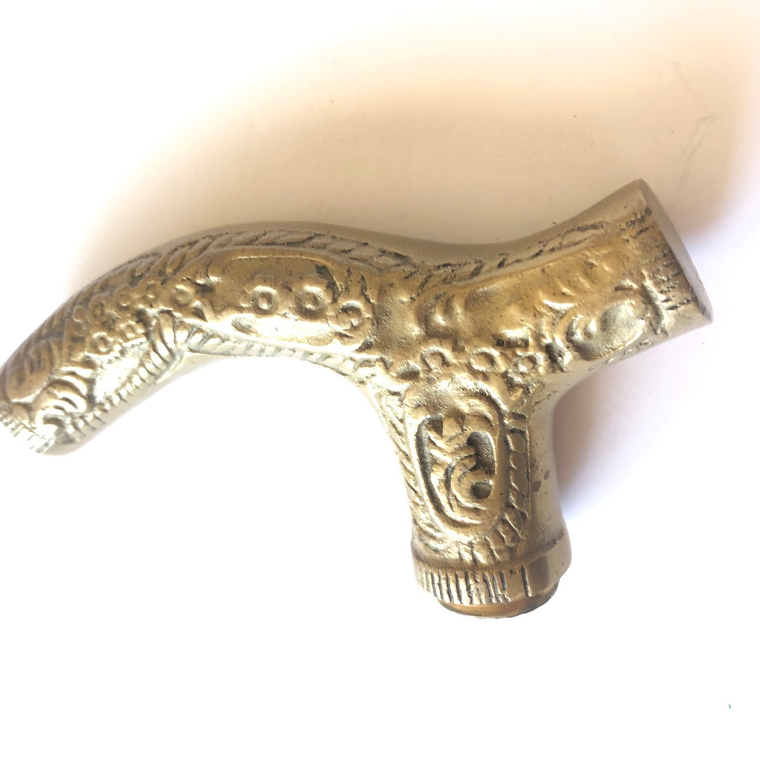 Vintage Brass Cane Head Handle Victorian Wooden Walking Stick Cane - Etsy