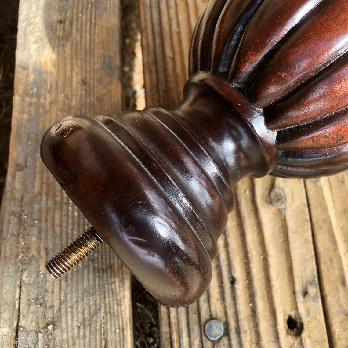 Large Wooden Vintage Finials, Bed Post Architectural Pair Newel Post ...