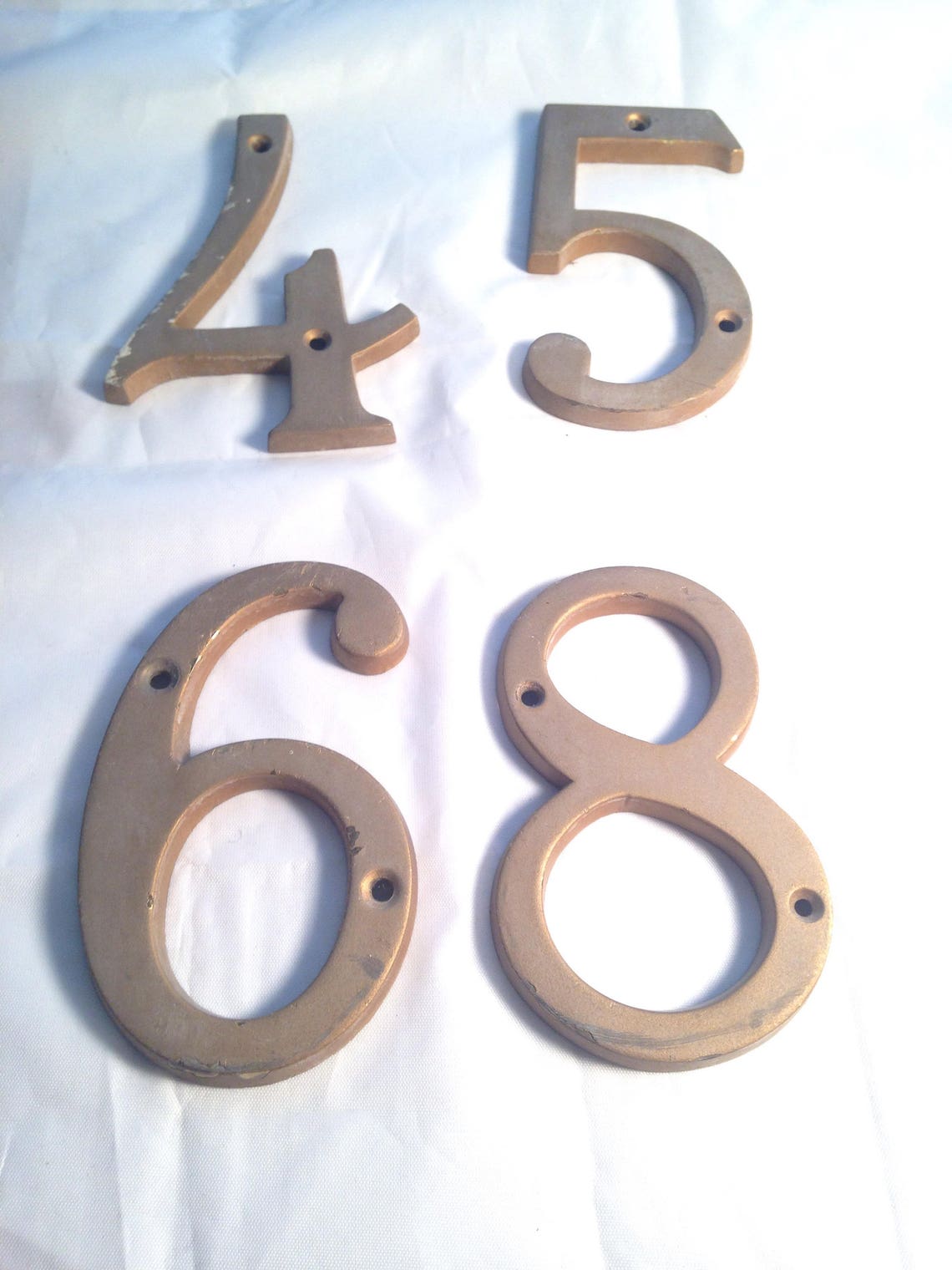 House Numbers Vintage Metal 4 Inch Gold Color 4 5 6 8 Industrial ...