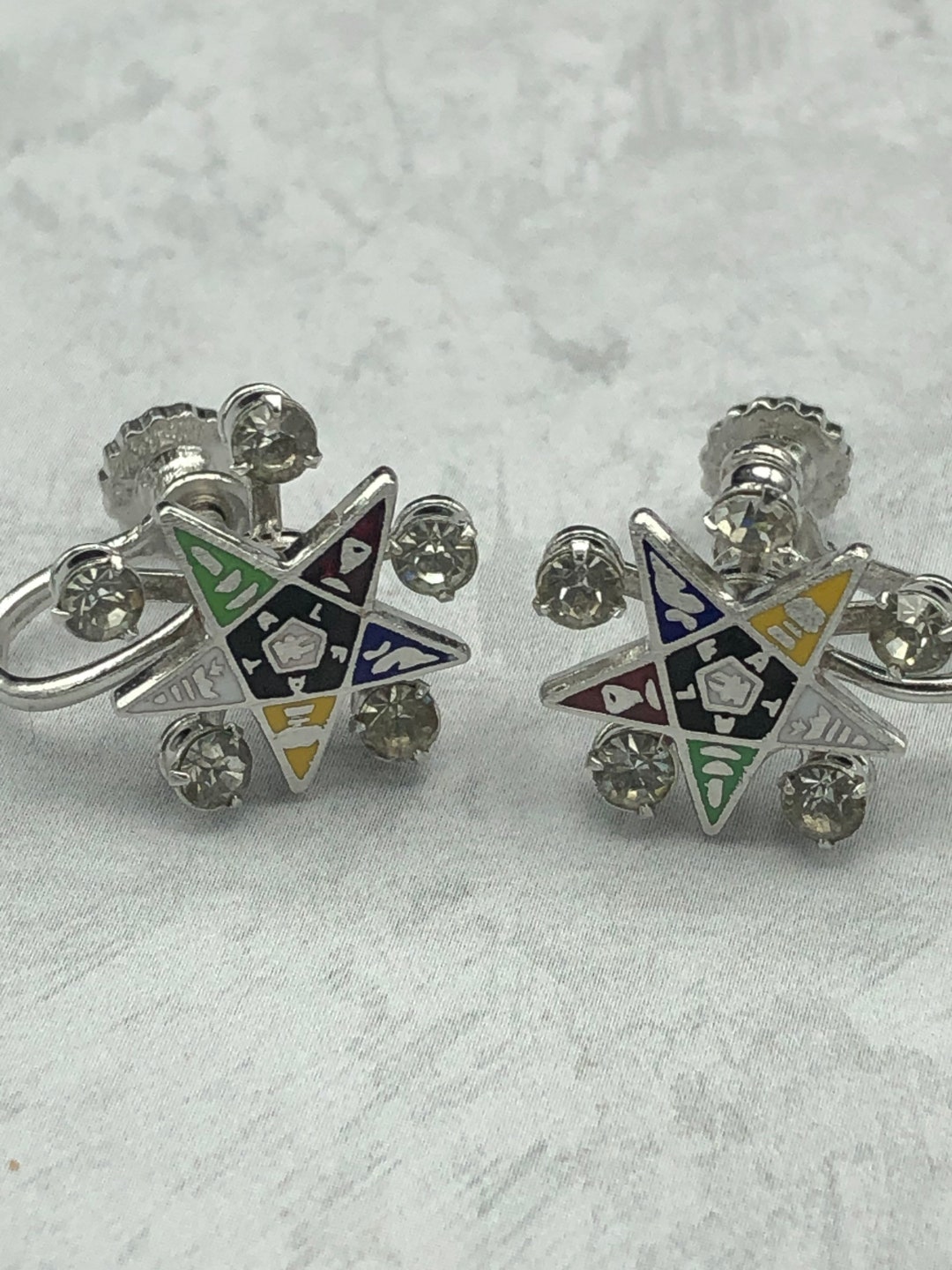 The Order of the Eastern Star Mid Century Vintage Scew Back Earrings - Etsy