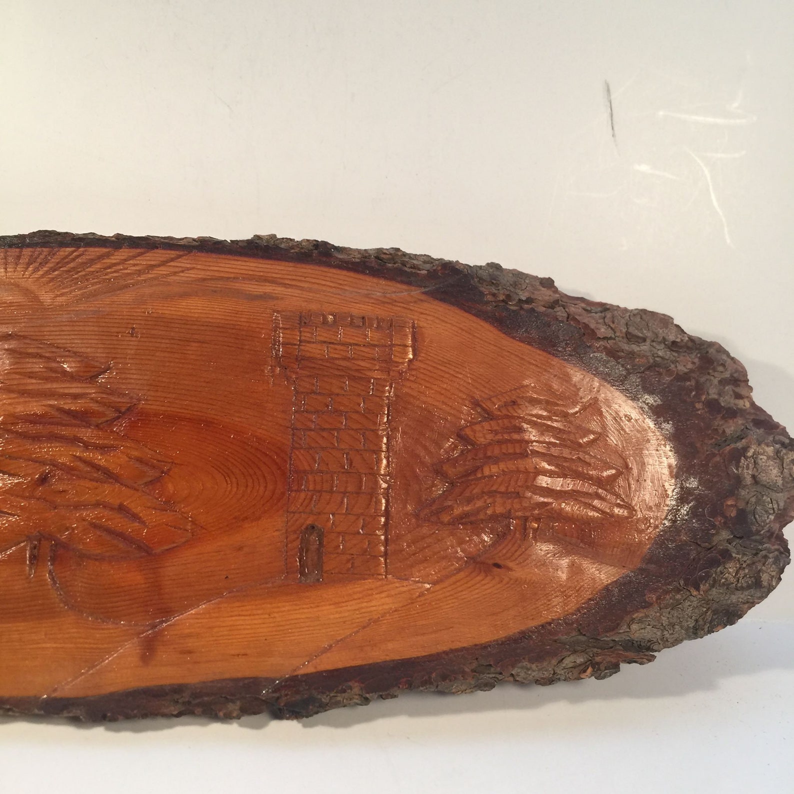 Primitive Wood Caving Castle Wooden Cedar Wall Hanging Rustic - Etsy