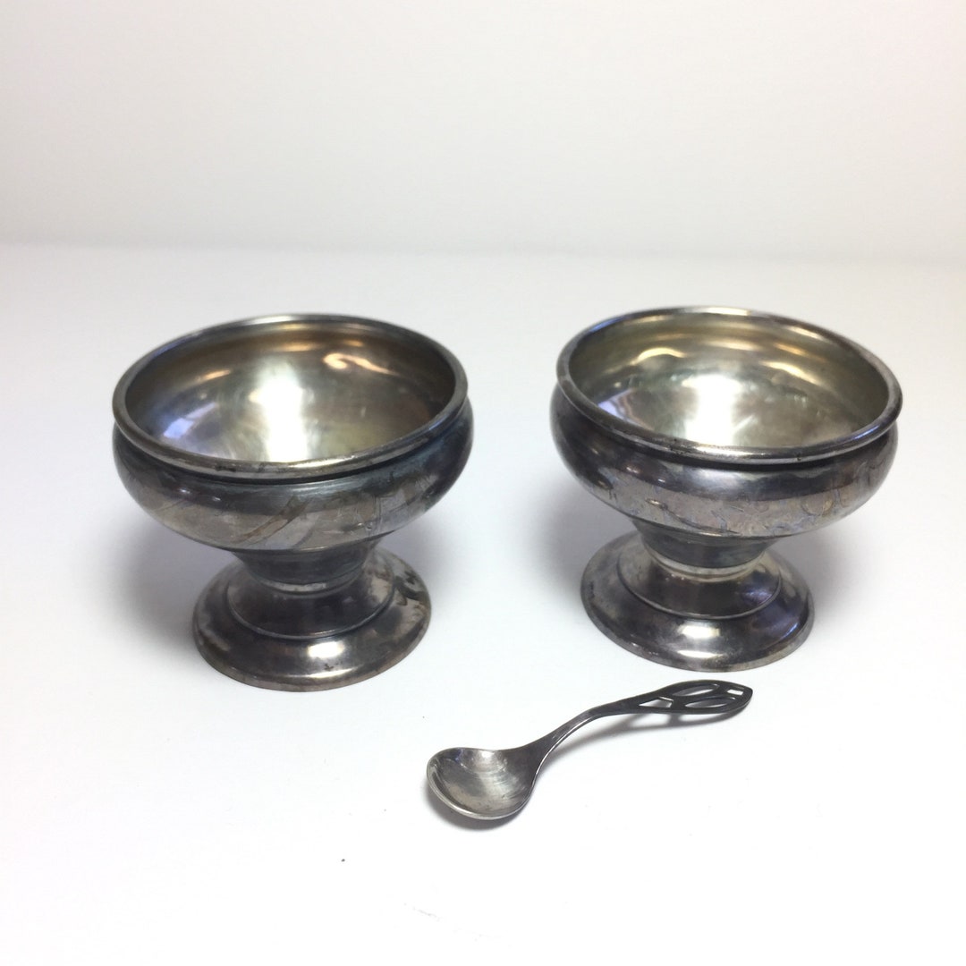 Antique Set Salt Cellars Sterling Silver Salter Salt Cellar With Spoon ...