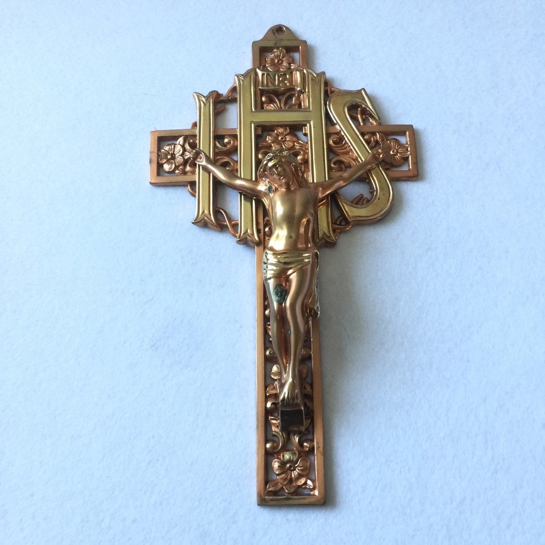 Vintage Cross Gold Copper Crucifix Wall Cross Religious Home Decor - Etsy