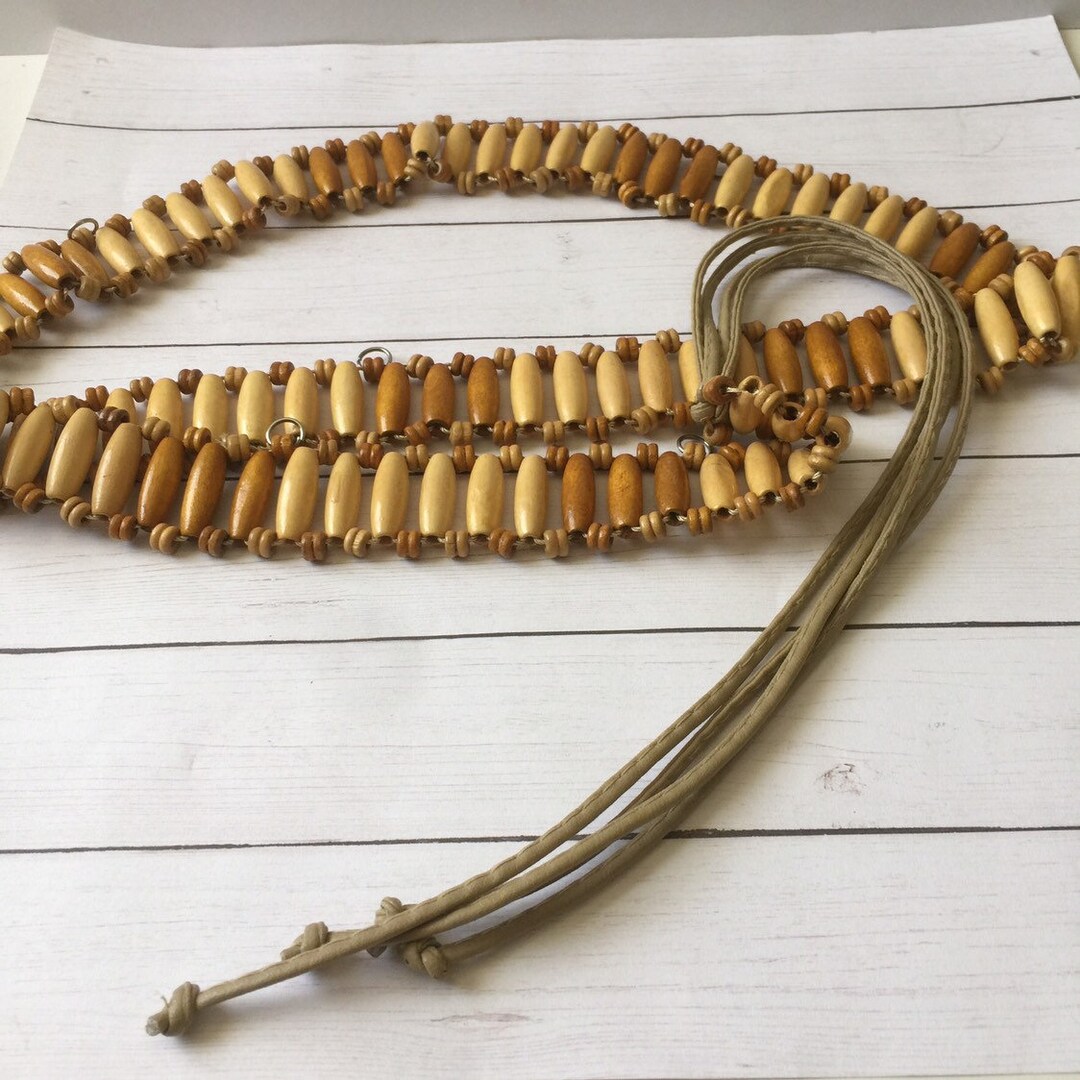 Vintage Tribal Wooden Belt Wood Wooden Beaded Belt 37 Inches - Etsy