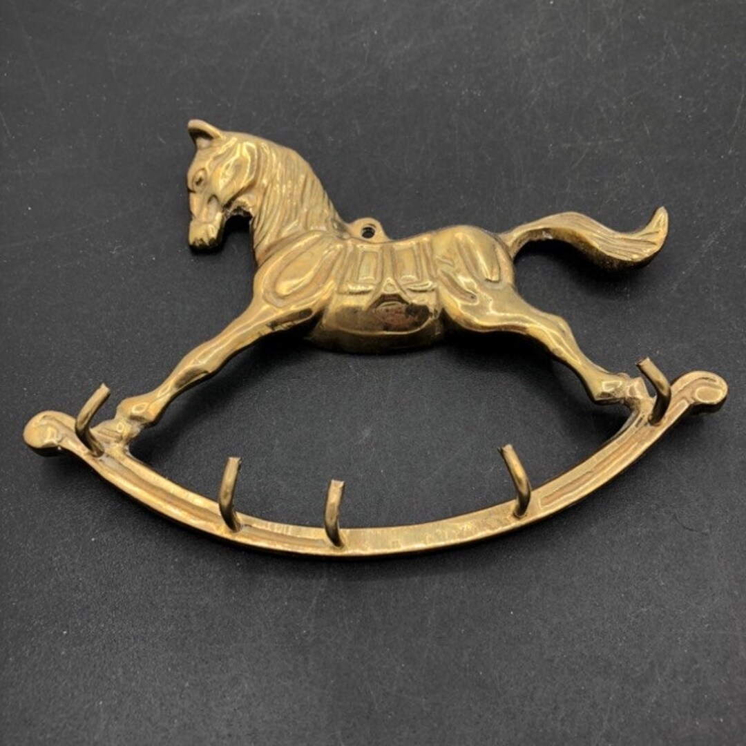 Vintage Brass Rocking Horse Key Holder Wallmount Shabby Chic Key Hook ...