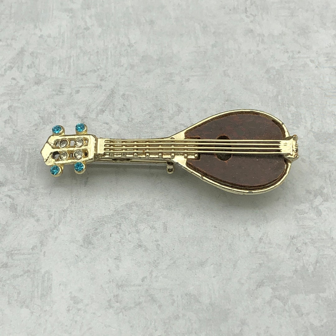 Vintage Mandolin Pin Brooch With Rhinestones - Etsy