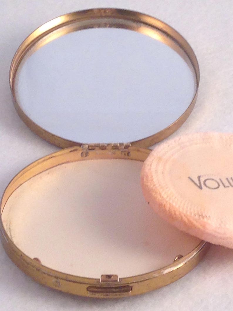 Vintage 1950s Volupte Compact 1950s Goldtone Rhinestone - Etsy