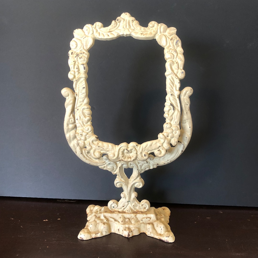 Swivel Frame Vintage Cast Iron White Shabby Chic Home Decor Mirror ...