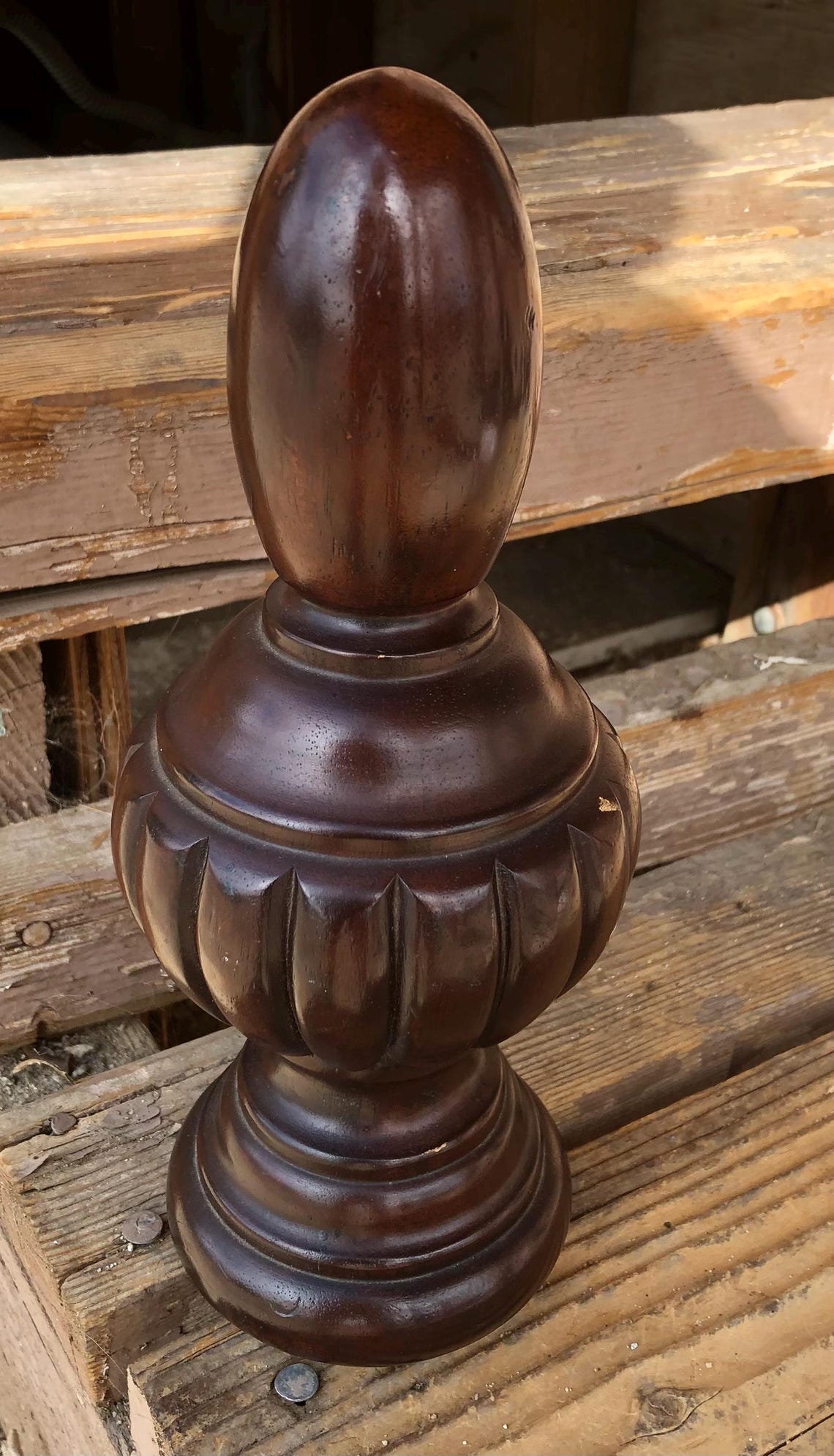 Large Wooden Vintage Finials, Bed Post Architectural Pair Newel Post ...