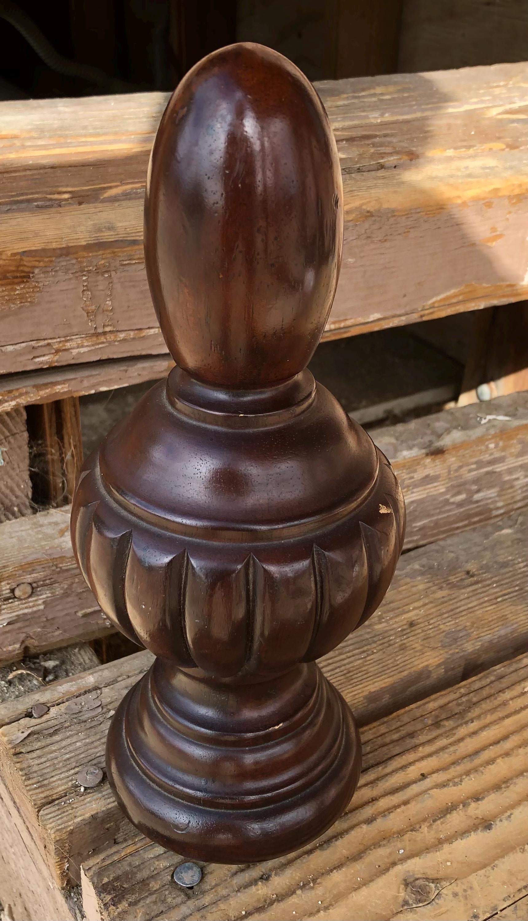 Large Wooden Vintage Finials, Bed Post Architectural Pair Newel Post ...