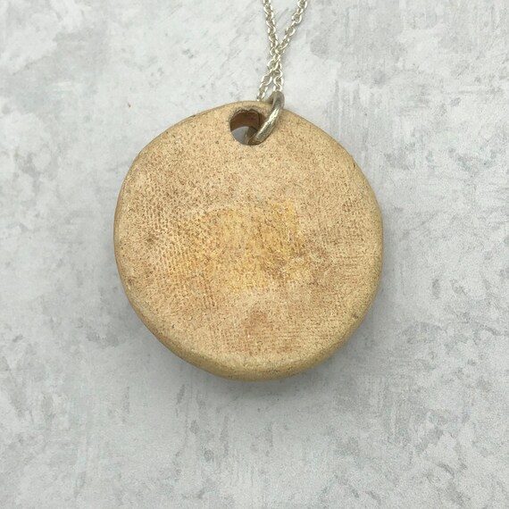 Vintage Primitive Lion Head Ceramic Pendant Necklace - Gem