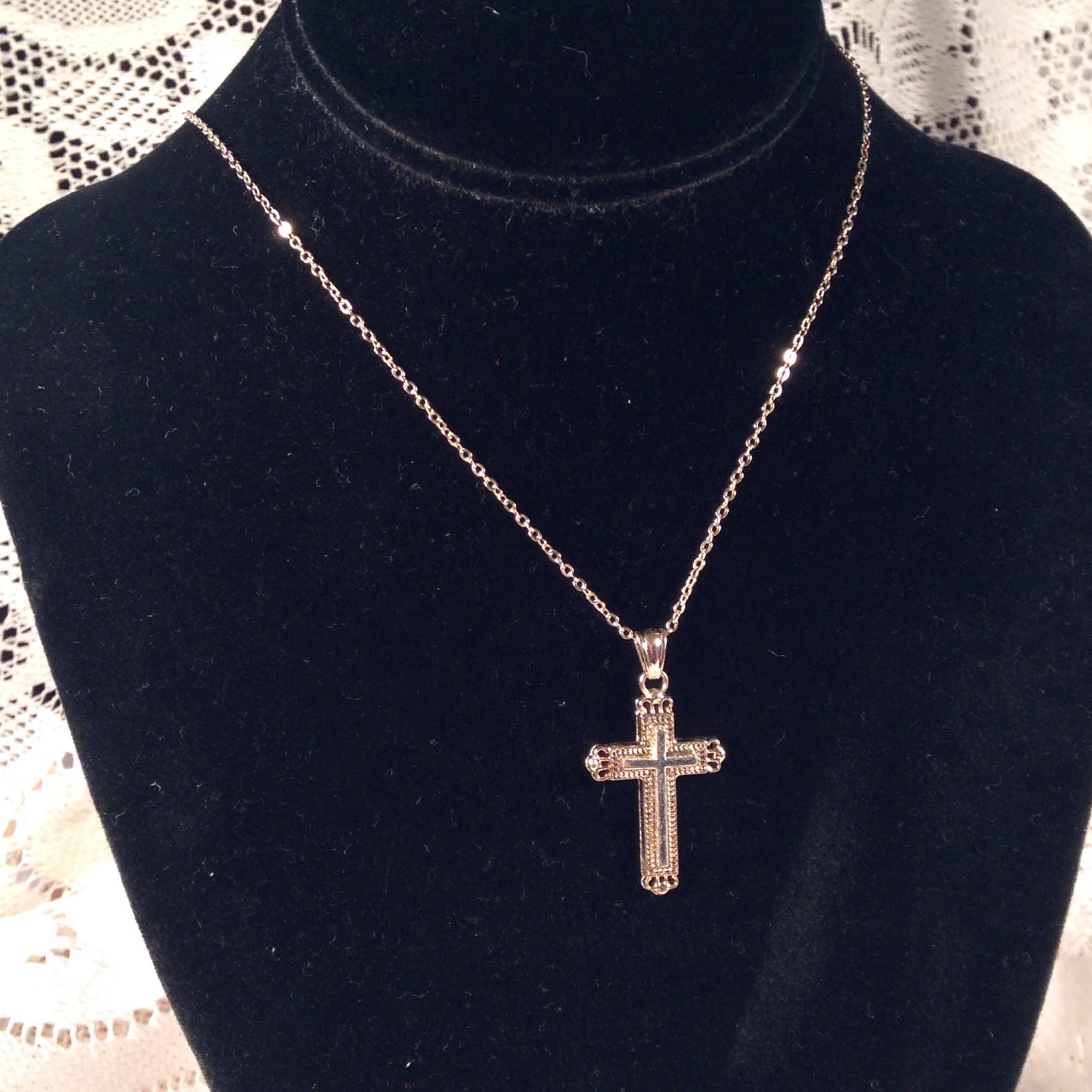 Detailed Cross Necklace Pendant Rhinestone Religious Gift for - Etsy