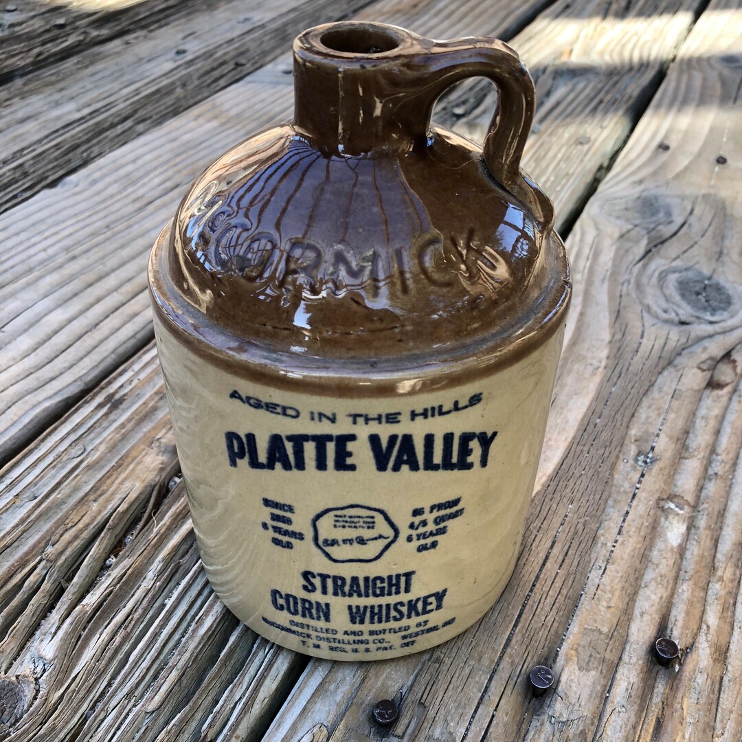 Vintage Platte Valley Whiskey Jug Straight Corn Whiskey Mccormick ...