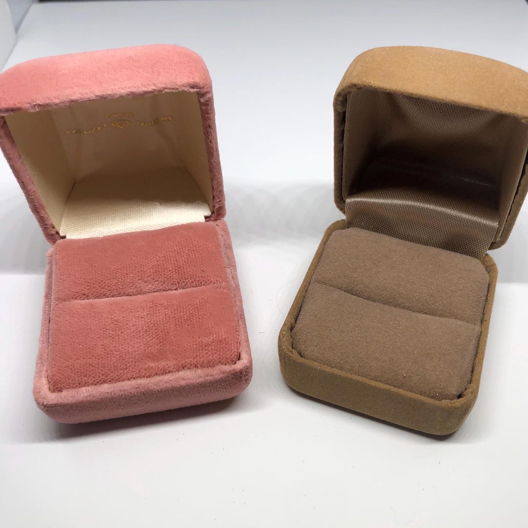 Two Vintage Velvet Engagement Ring Presentation Box Jeweler's Box Ring ...