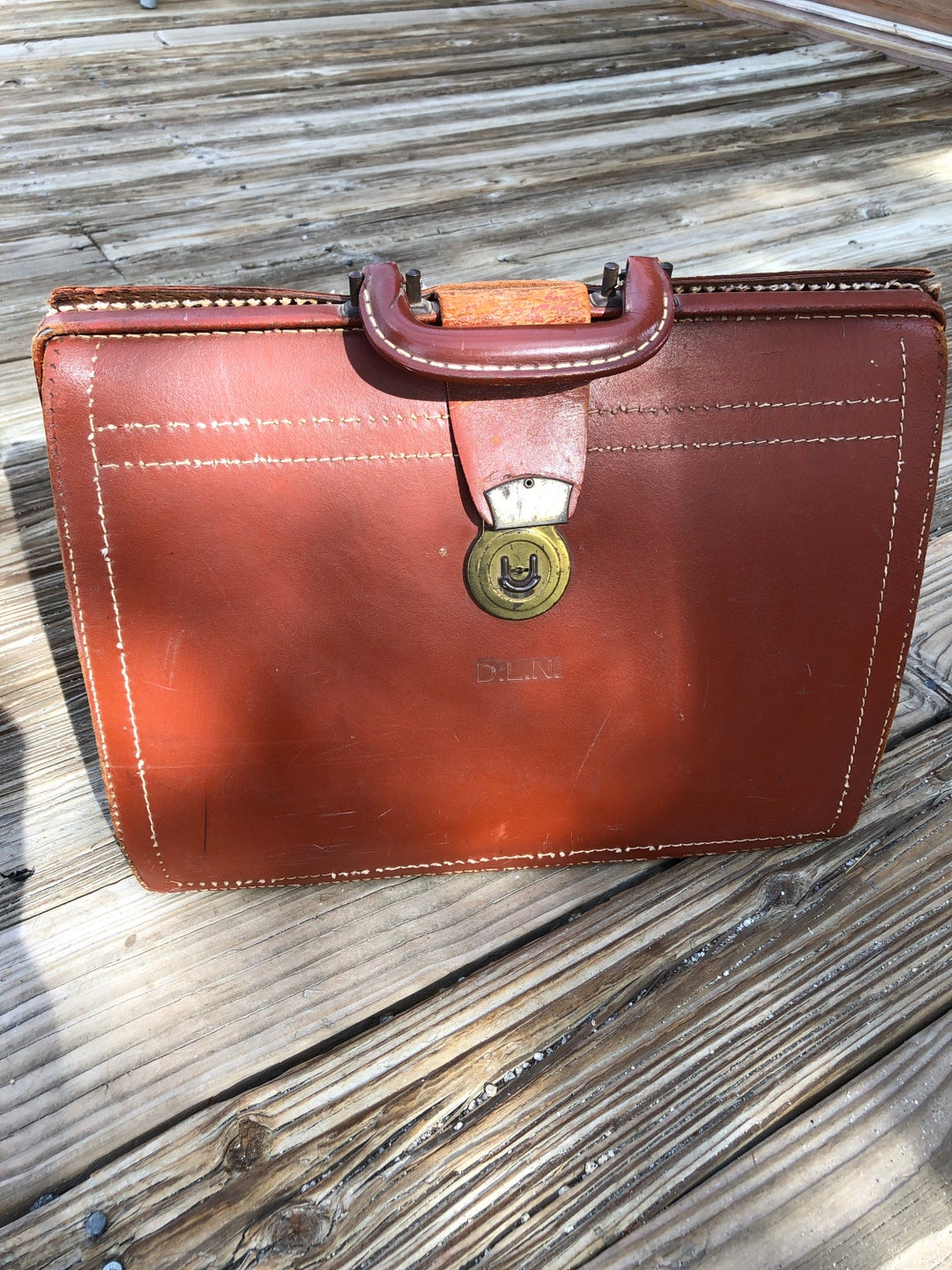 Distressed Vintage Leather Mid Century Briefcase Attache Executive Gift ...