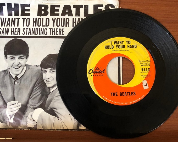 The Beatles I Want to Hold Your Hand Vintage Vinyl 45 Record 1963 - Etsy
