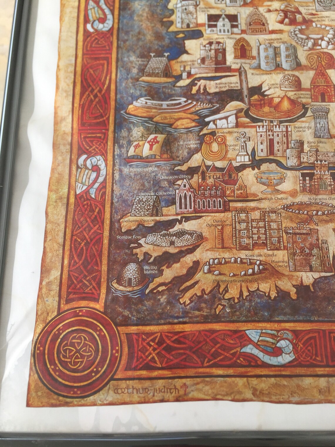 Early Ireland Monuments Framed Color Art Pictorial Map of Ireland ...