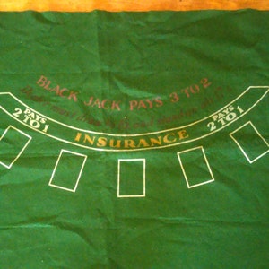 Vintage Blackjack Green Casino Gaming Table Felt Full Size Layout - Etsy