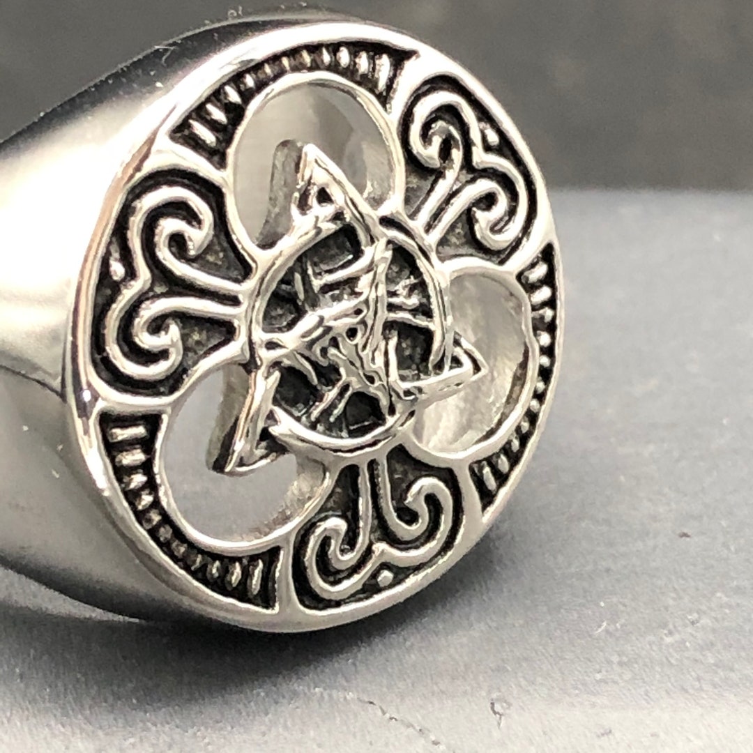 Celtic Knot Signet Ring Mens Ladies Ring Size 10 Trinity Knot Stainless ...