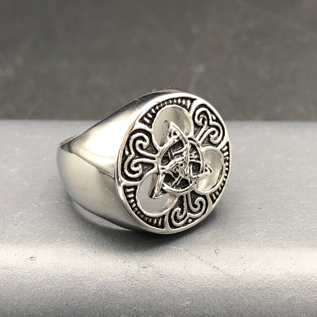 Celtic Knot Signet Ring Mens Ladies Ring Size 10 Trinity Knot Stainless ...