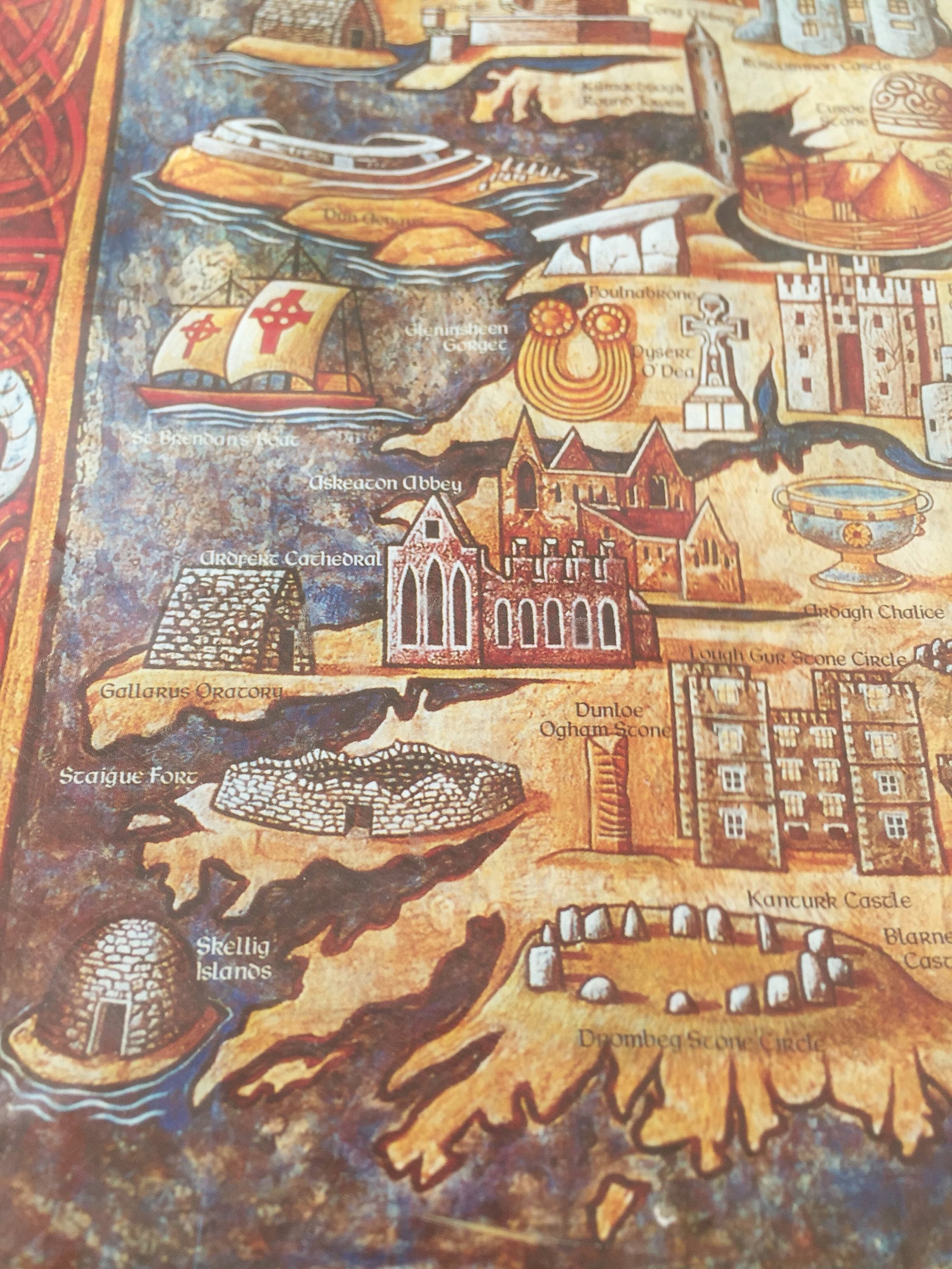 Early Ireland Monuments Framed Color Art Pictorial Map of | Etsy