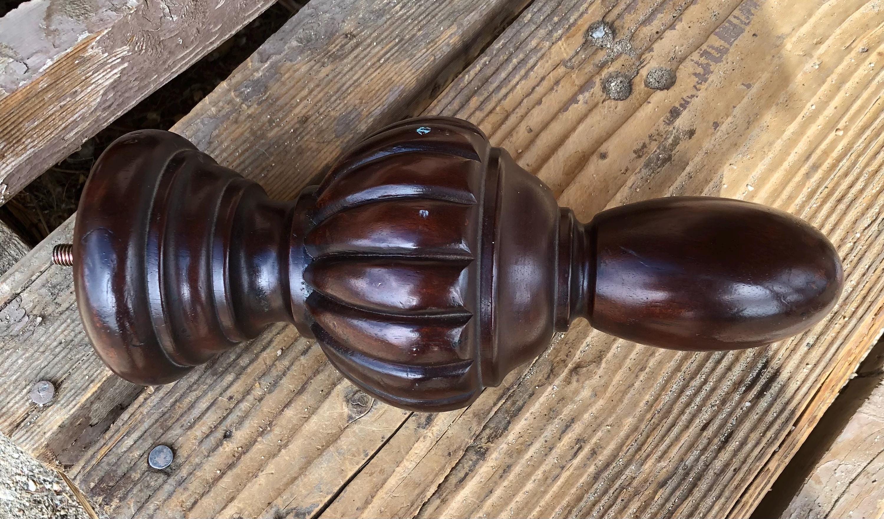 Large Wooden Vintage Finials, Bed Post Architectural Pair Newel Post ...